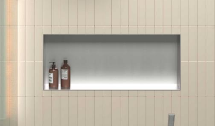 Rectangular Brushed Chrome Recessed Shelf – jax-ie